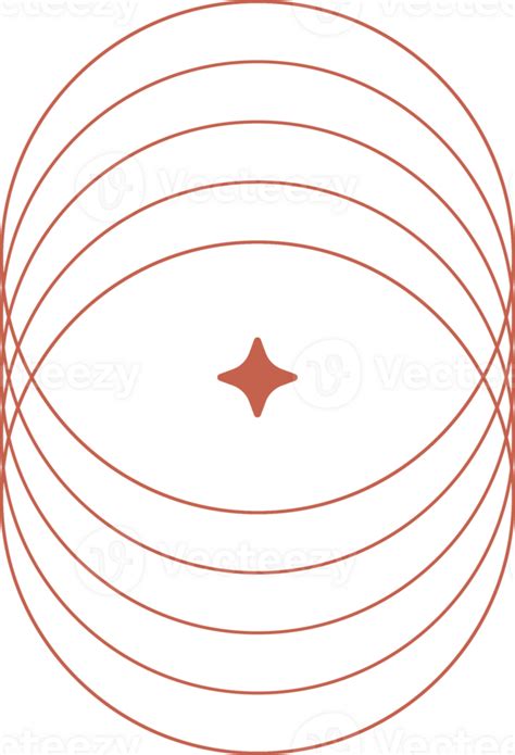Aesthetic Ellipse Shape Outline Minimal Graphic Element With Stars