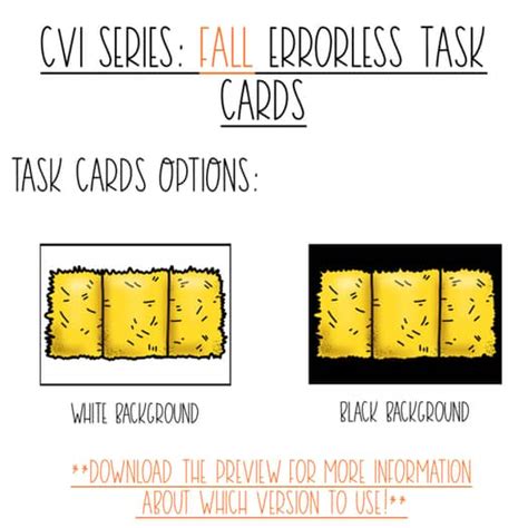 Cvi Series Fall Errorless Task Cards By Special Achievers Tpt