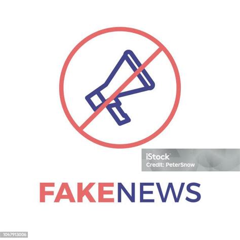 확성기 왼쪽된 슬래시와 빨간색 동그라미에서 가짜 뉴스를 확산 잘못 된 정보 잘못 된 정보 조작 및 오보의 개념에 대 한 벡터 선