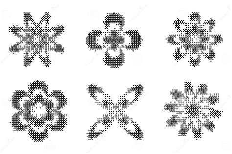 Pixel Pattern Shapes Textured Flower With Bitmap Y2k Dither Gradient