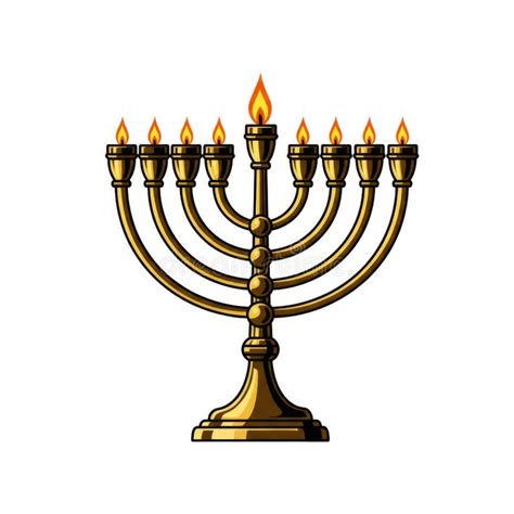 Golden Menorah With Lit Candles Pixel Art Illustration Stock Illustration Illustration Of Base