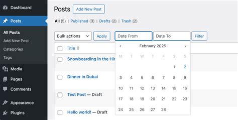 Wordpress Filter Posts By Date Range
