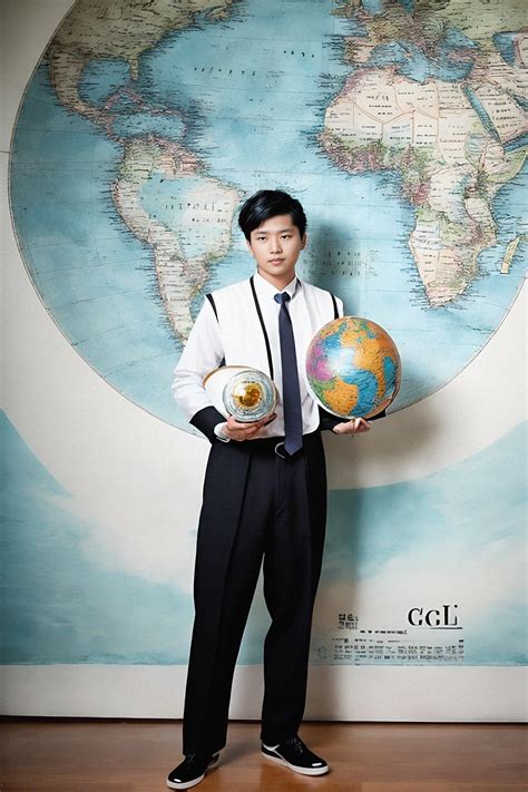 A Graduate Man In Their Academic Regalia Holding A Globe Or A Map