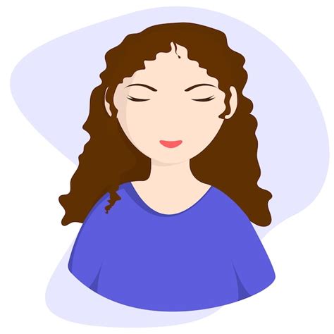 곱슬 머리를 가진 단순한 평면 스타일의 소녀 소녀의 간단한 그림입니다 아바타 소녀 아이콘입니다 프리미엄 벡터