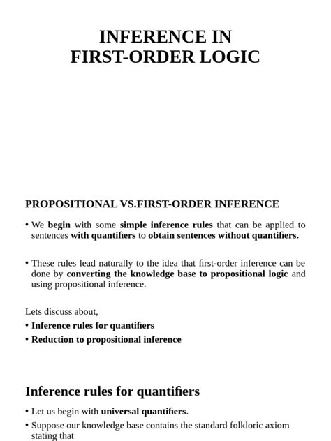 8 inference in first order logic pdf first order logic logic