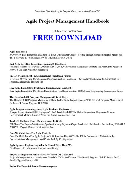 agile project management handbook pdf agile software development