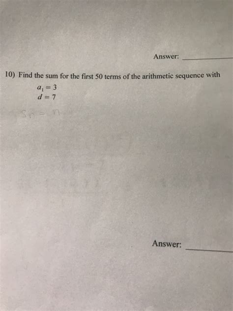 Solved Find The Sum For The First Terms Of The Arithmetic Chegg