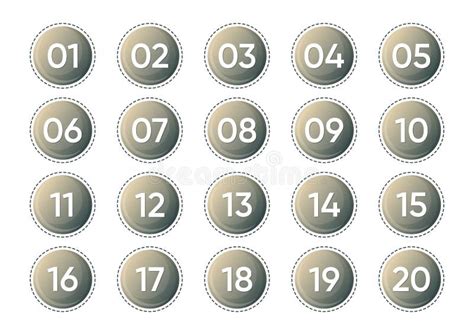 Twenty Vector Numbers Icons Isolated On White Stock Vector