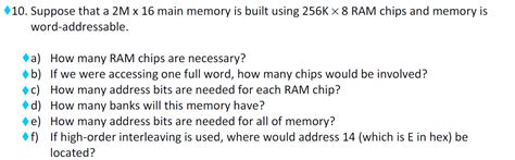 Solved 10 Suppose That A 2m×16 Main Memory Is Built Using