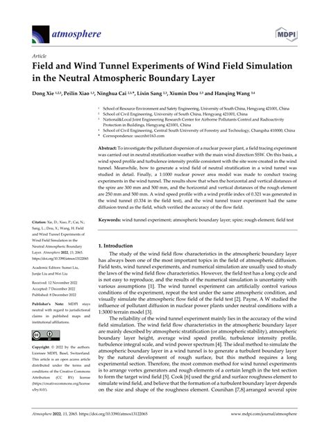 Pdf Field And Wind Tunnel Experiments Of Wind Field Simulation In The Neutral Atmospheric