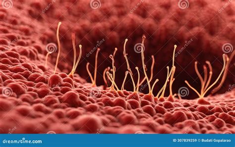 Microscopic View Of A Red Coral Like Structure Stock Illustration Illustration Of Cellular