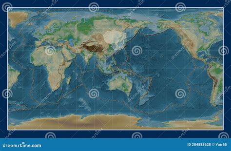 Amur Tectonic Plate Physical Patterson Cylindrical Boundaries Stock Illustration