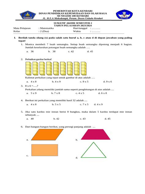 Sas Matematika Kelas 2 Sem 2 Pdf