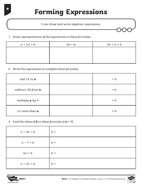 Activity Sheet Forming Expressions Pdf Multiplication Numbers