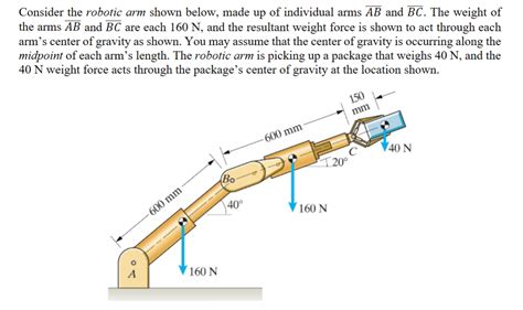 Solved Consider The Robotic Arm Ab Calculate The Moment Arm