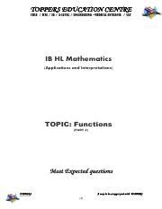 IB HL Mathematics Functions Part Expected Questions Course Hero