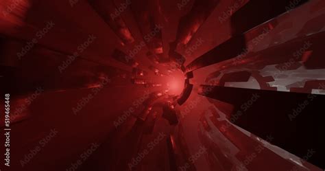 Abstract Design Using Cube Shape Elements With A Bright Red Glowing Light Which Has A Cinematic