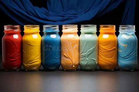 A Row Of Colorful Jars Are Shown Next To Each Other Stock Illustration Illustration Of Effect