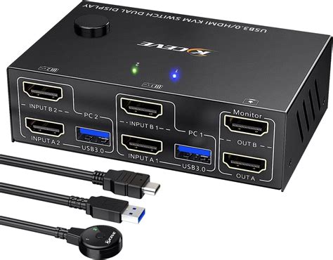 Usb 3 0 Hdmi Kvm Switch 2 Monitors 2 Computers 4k 60hz 2k 144hz Edid Emulator Camgeet Dual