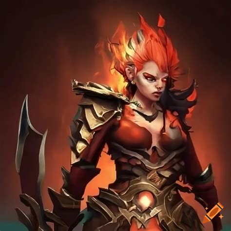 Image Of A Fire Warrior Female Character On Craiyon