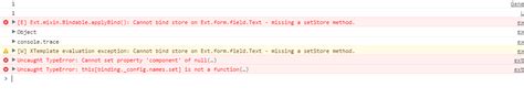 Javascript Cannot Bind Store On Ext Form Field Text Missing A