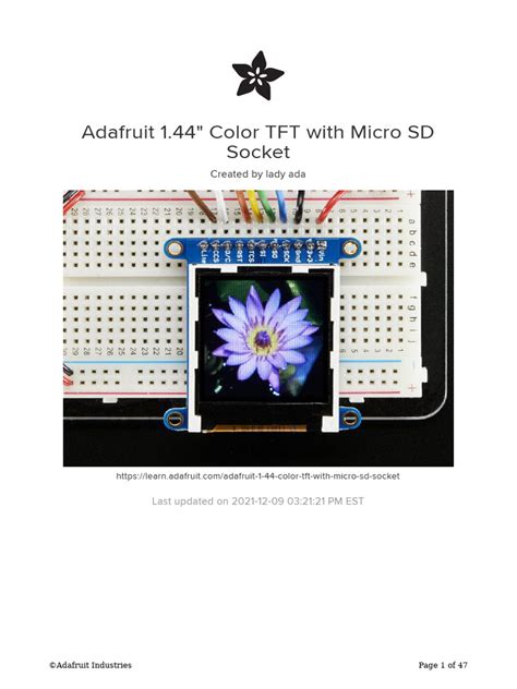 Adafruit 1 44 Color Tft With Micro Sd Socket Pdf