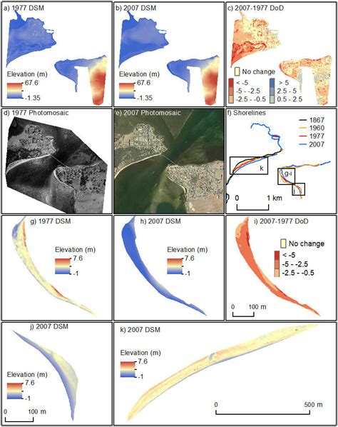 Dsms Ab Dod C Photomosaics De And Digitised Shoreline F