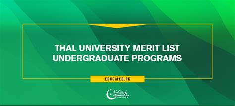 Thal University Bhakkar Merit List 2025 Download Pdf