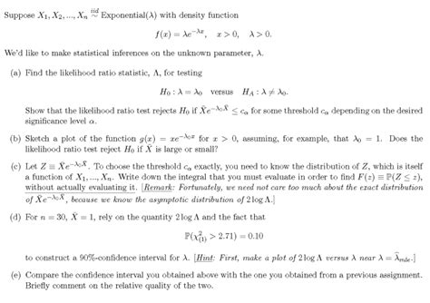 iid suppose x1 x2 xn exponential 1 with