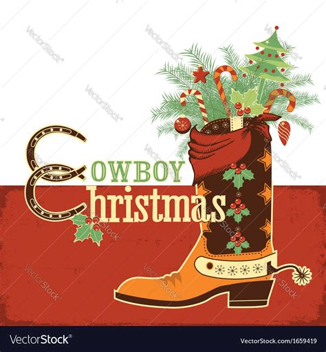 Cowboy Christmas Boot Royalty Free Vector Image
