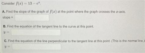 Solved Consider F X 13ex A Find The Slope Of The Graph Chegg Com
