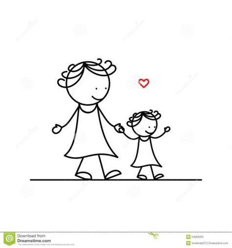 妈妈和孩子手牵手简笔画 简笔画图片大全 普车都