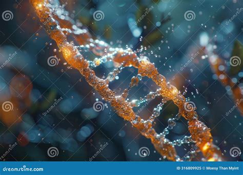 Ultra Realistic Scientific Micrograph Of A Double Helix Dna Stock Image