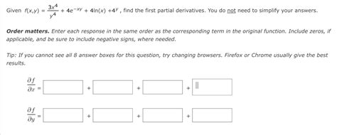 Solved Given F X Y X Y E Xy Ln X Y Find The First Chegg Com