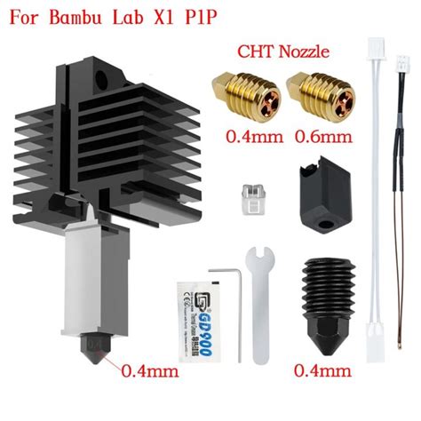 3d Printer 500℃ Upgraded For Bambu Lab X1 P1p Hotend Kit Detachable X1