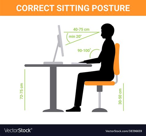 Correct Sit Position Posture Ergonomic Computer Vector Image