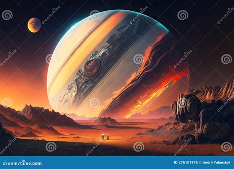 View Of The Gas Giant From The Surface Of Its Moon Otherworldly