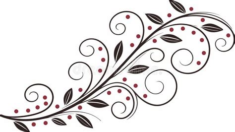 Decorative Floral Flourish Design Element With Leaves And Small Flowers Vector Design