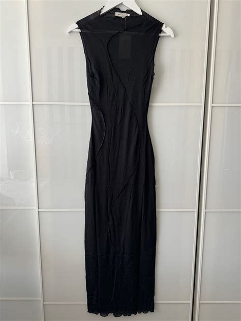 Textured High Neck Maxi Dress Black Grey And Blush