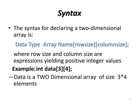 2 Dimension Array In Programms Ppt