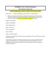 Tutorial Data Collection And Analysis Assignment W Pdf Tutorial