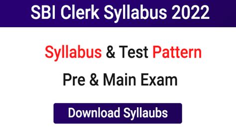 Sbi Clerk Syllabus 2022 Download In Pdf Pre Main Exam