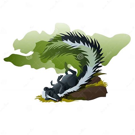 滑稽的臭鼬睡觉并且流出发恶臭的气味 向量例证 插画 包括有 微弱 设计 毛茸 中毒 休息 控制 73734780