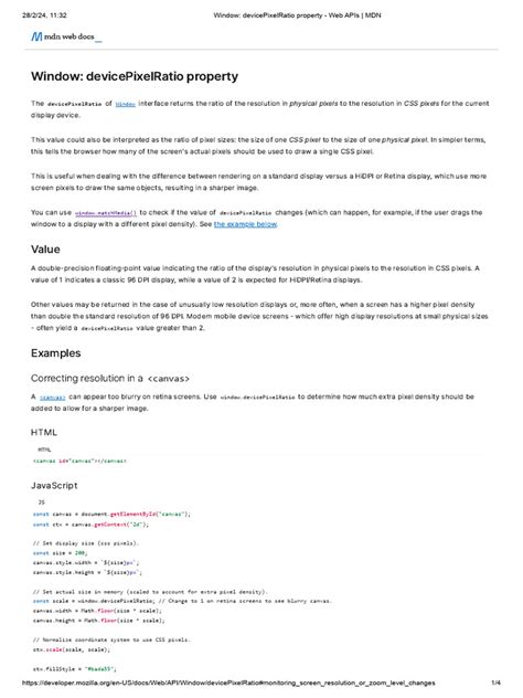 Window Devicepixelratio Property Web Apis Mdn Download Free Pdf