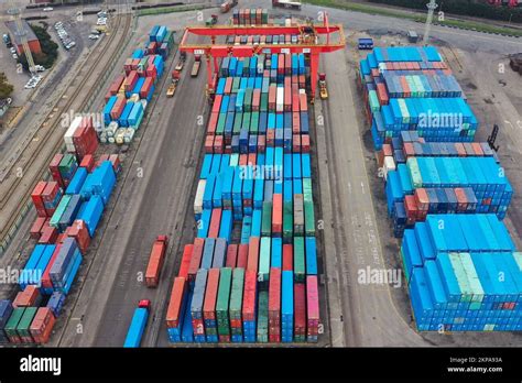 Aerial Photo Shows The Container Terminal In Haigang District Zhoushan