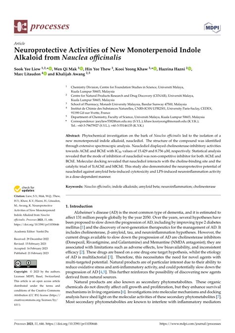 Pdf Neuroprotective Activities Of New Monoterpenoid Indole Alkaloid