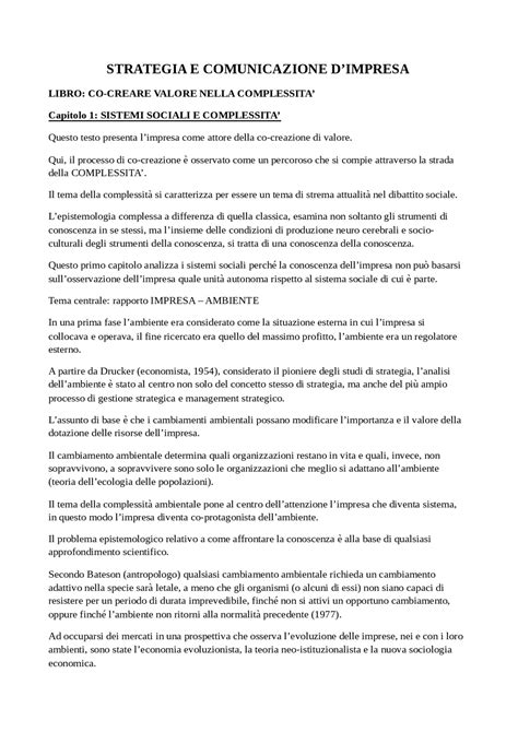 Co Creare Valore Nella Complessità Docsity