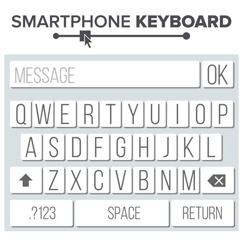 Smartphone Keyboard Vector ABC Alphabet Buttons For Mobile Device Vector Flat Illustration