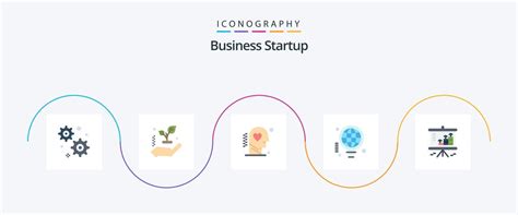 Business Startup Flat 5 Icon Pack Including Graph Chart Process