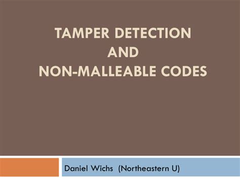 Tamper Detection And Non Malleable Codes